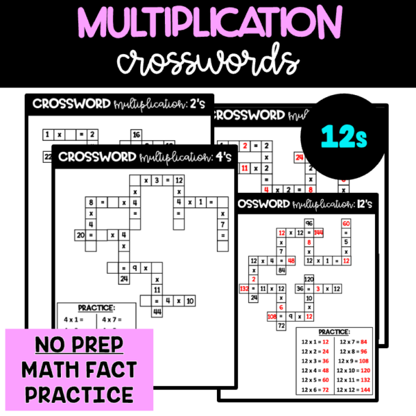 Multiplication Crosswords (12s) - Made By Teachers