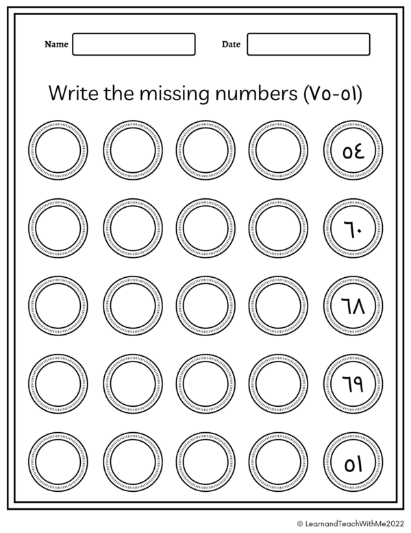 Arabic Numbers 1-100 Trace and Write Worksheets | Made By Teachers