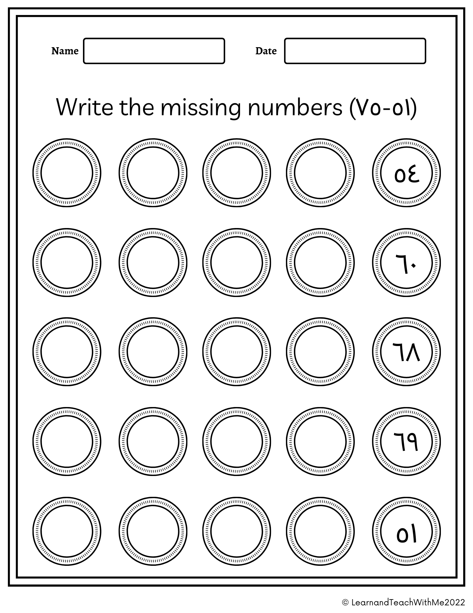 Arabic Numbers 1-100 Trace and Write Worksheets | Made By Teachers