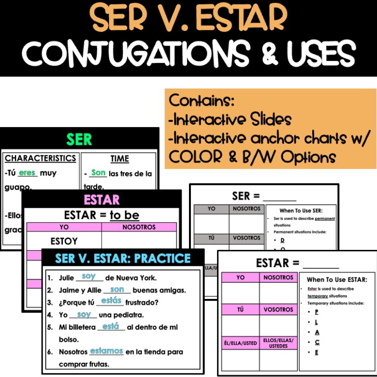 Ser v. Estar Interactive Teaching Slides and Notebook Pages | Made By ...