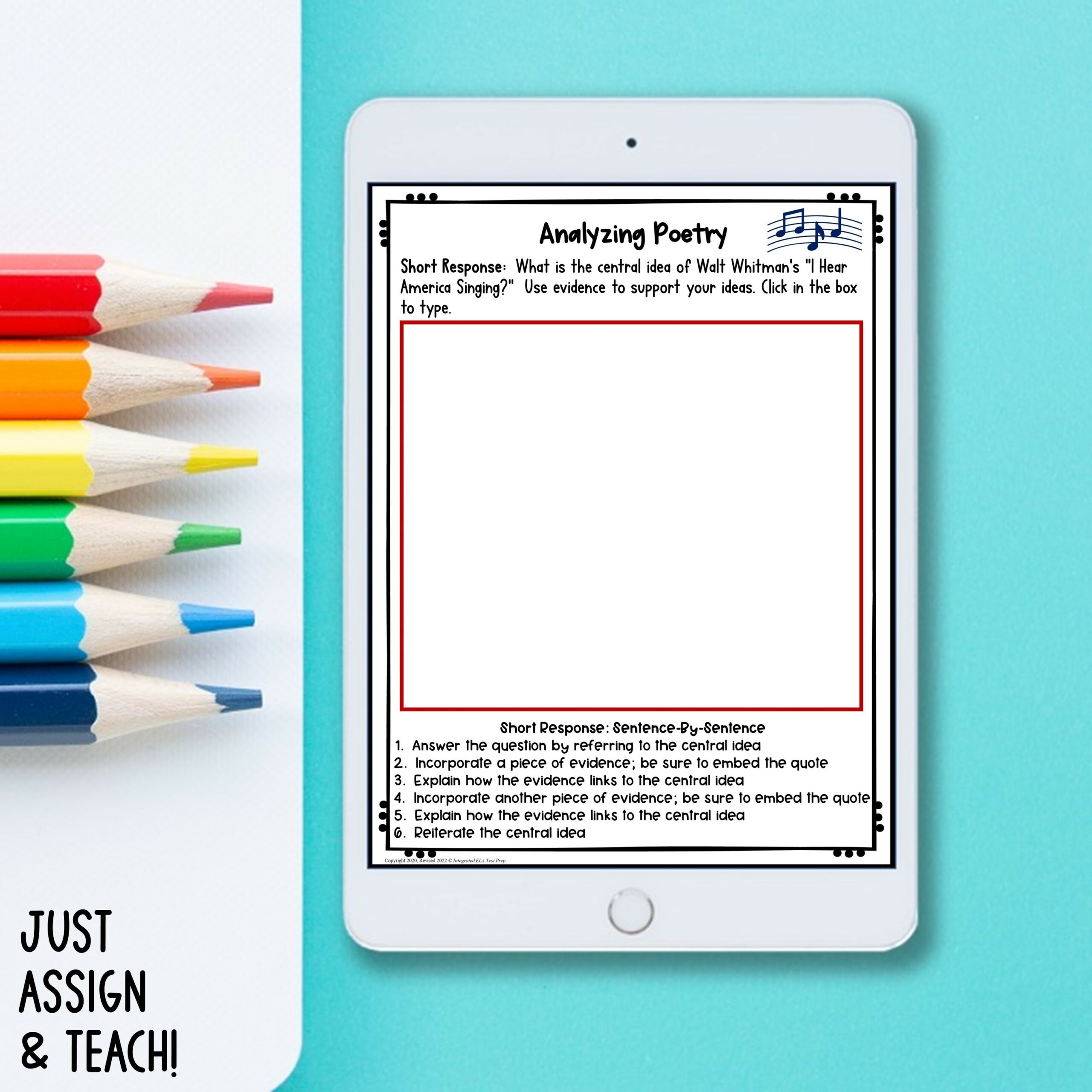 I Hear America Singing Quiz Activities Walt Whitman Poem Google TM ...