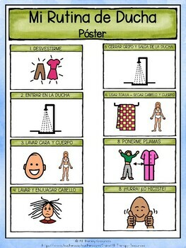 SPANISH VERSION -My Showering Routine Poster & Checklist | Going to Bed ...