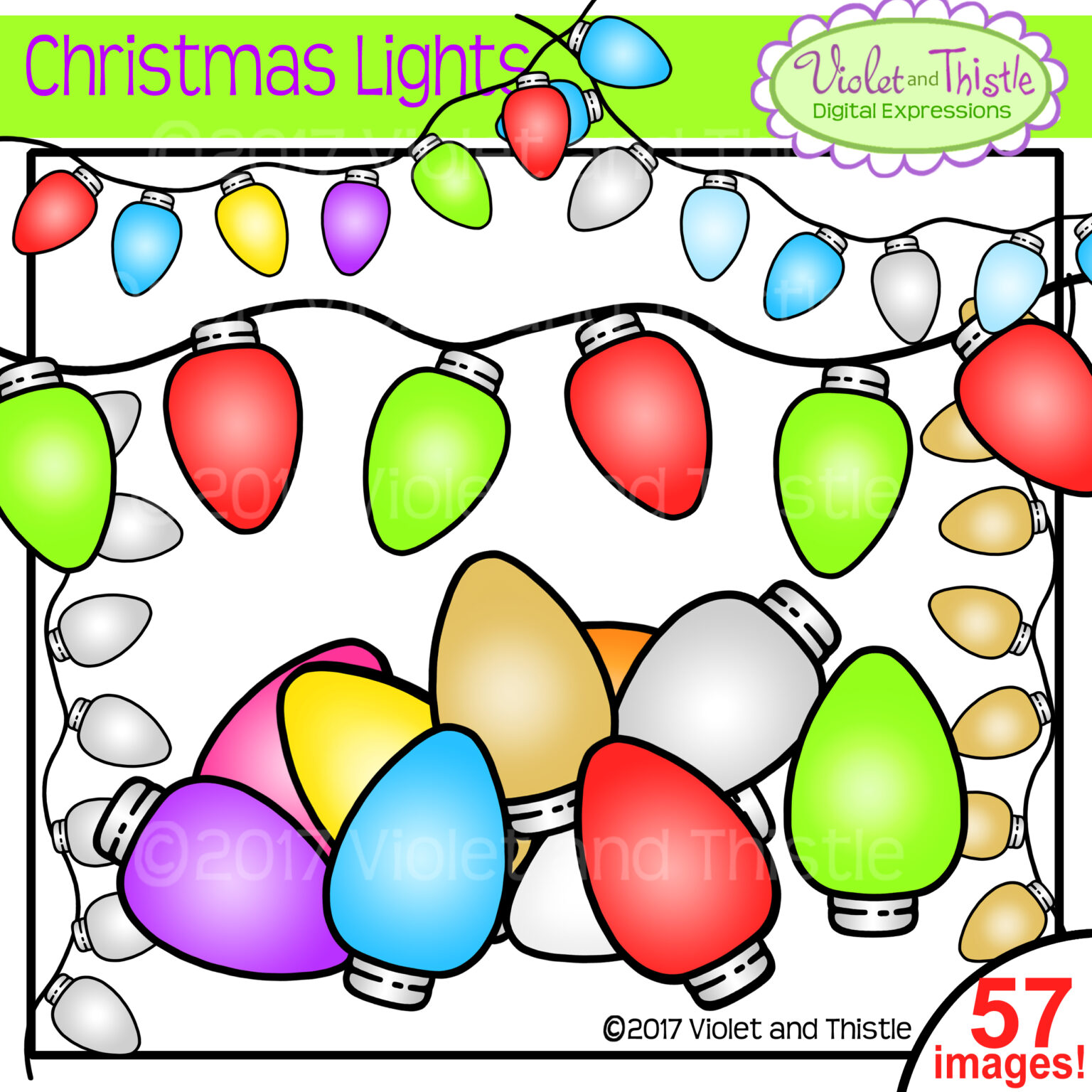 Christmas Lights Clipart Traditional Colors String Strand Clip Art ...