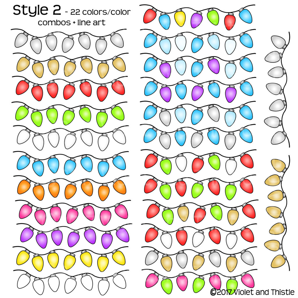 Christmas Lights Clipart Traditional Colors String Strand Clip Art ...