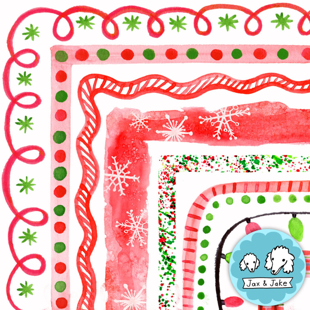 Watercolor Winter Holiday Clipart Borders - Christmas Clip Art Frames ...