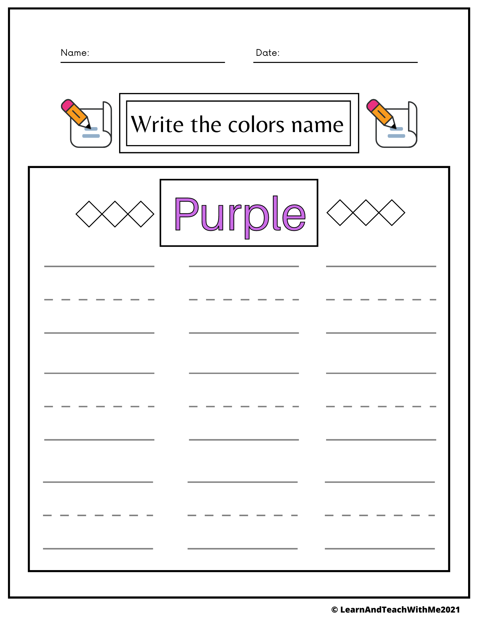 Color Word Writing Worksheets and Color Activities | Made By Teachers