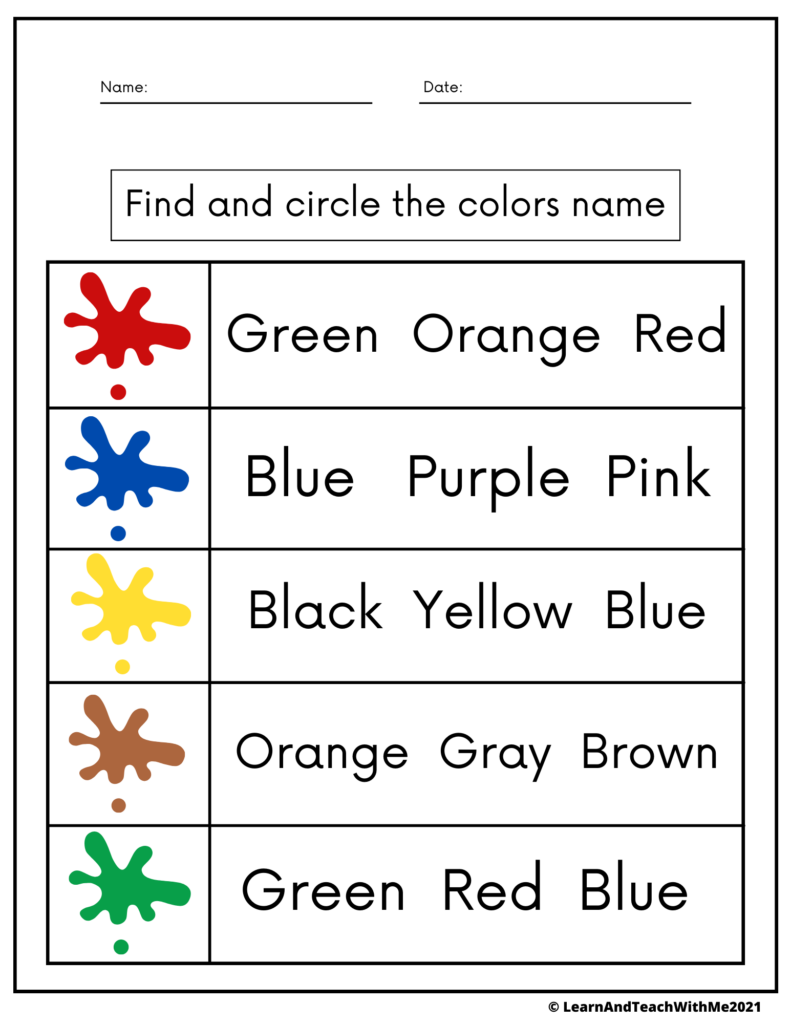 Color Word Writing Worksheets and Color Activities | Made By Teachers