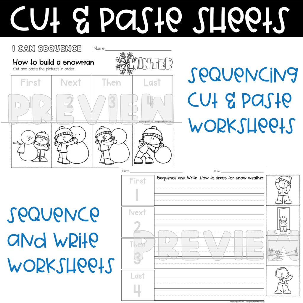 Winter Sequencing Mats and Activity Packet with Sequencing Crowns or ...