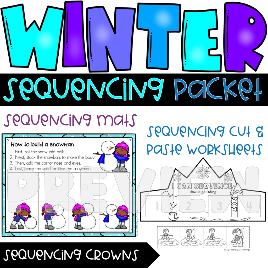Winter Sequencing Mats and Activity Packet with Sequencing Crowns or ...