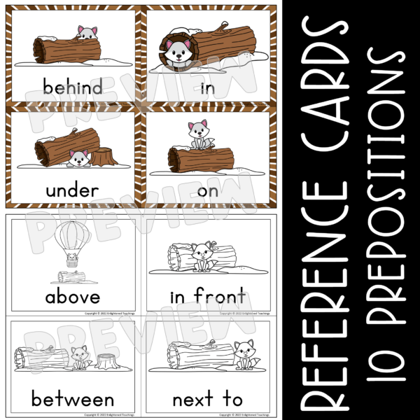 Winter Preposition Adapted Book Interactive Booklet Flash Cards ...