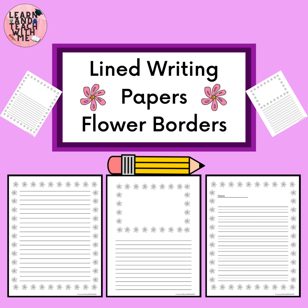 Flower Borders Lined Writing Papers with Picture Boxes | Made By Teachers