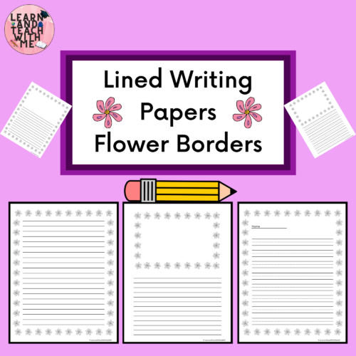Flower Borders Lined Writing Papers with Picture Boxes | Made By Teachers