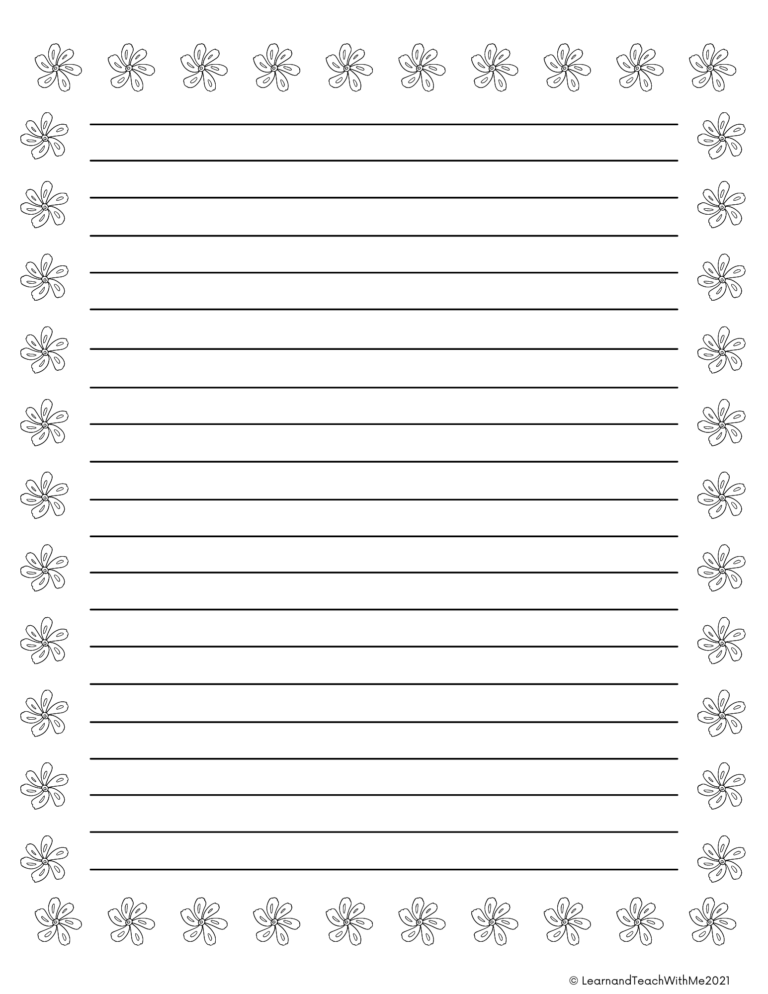 Flower Borders Lined Writing Papers with Picture Boxes | Made By Teachers