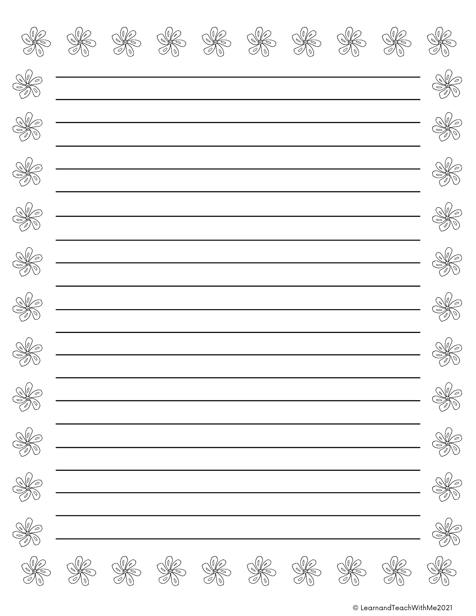 Flower Borders Lined Writing Papers with Picture Boxes | Made By Teachers