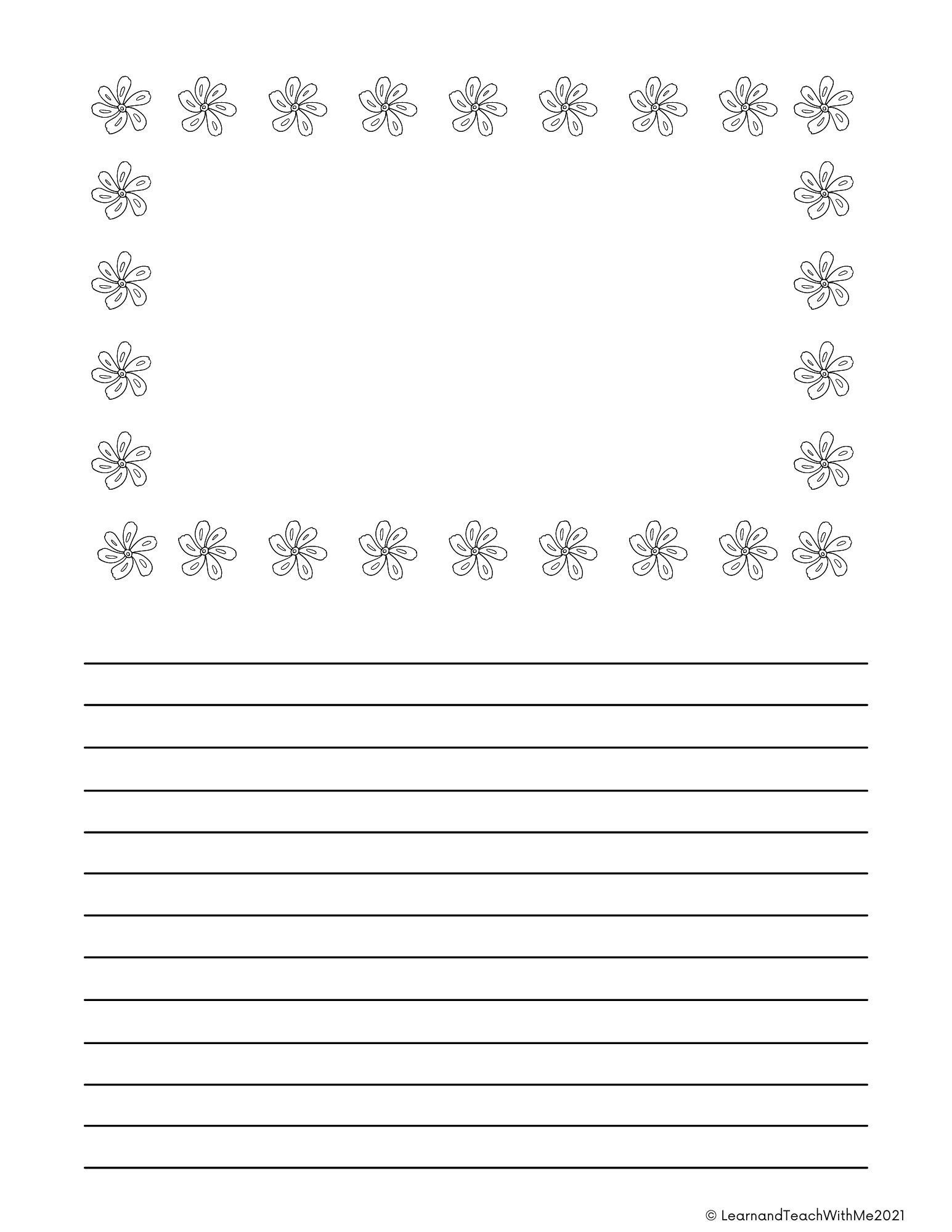 Flower Borders Lined Writing Papers with Picture Boxes | Made By Teachers