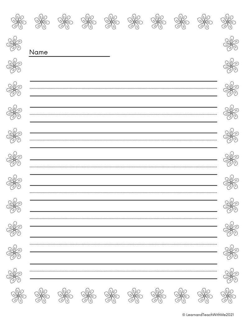 Flower Borders Lined Writing Papers with Picture Boxes | Made By Teachers