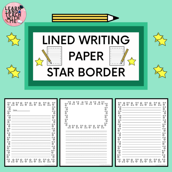 Star Borders Lined Writing Papers with Picture Boxes | Made By Teachers