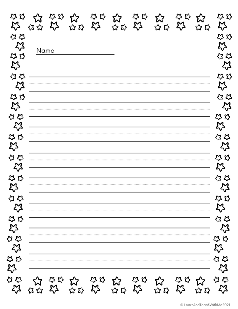 Star Borders Lined Writing Papers with Picture Boxes | Made By Teachers