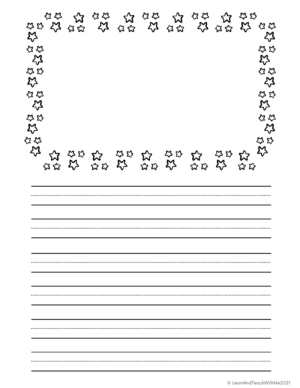 Star Borders Lined Writing Papers with Picture Boxes | Made By Teachers