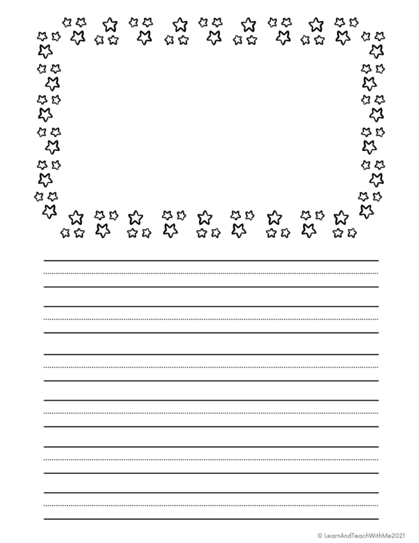 Star Borders Lined Writing Papers with Picture Boxes | Made By Teachers