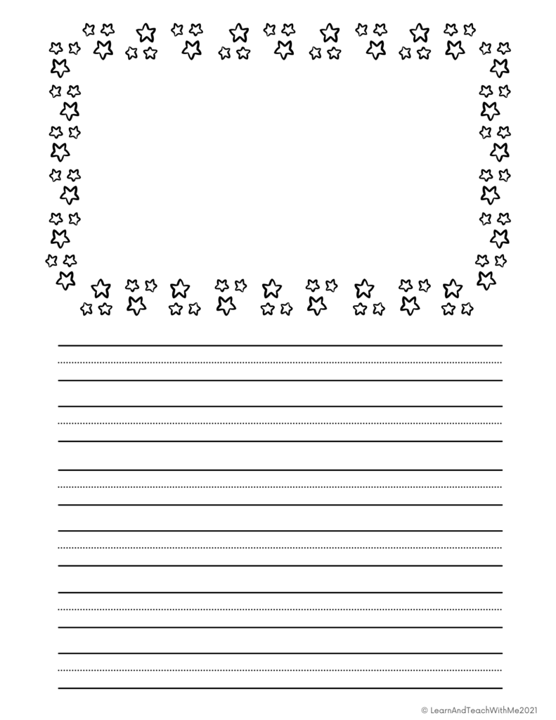Star Borders Lined Writing Papers with Picture Boxes | Made By Teachers