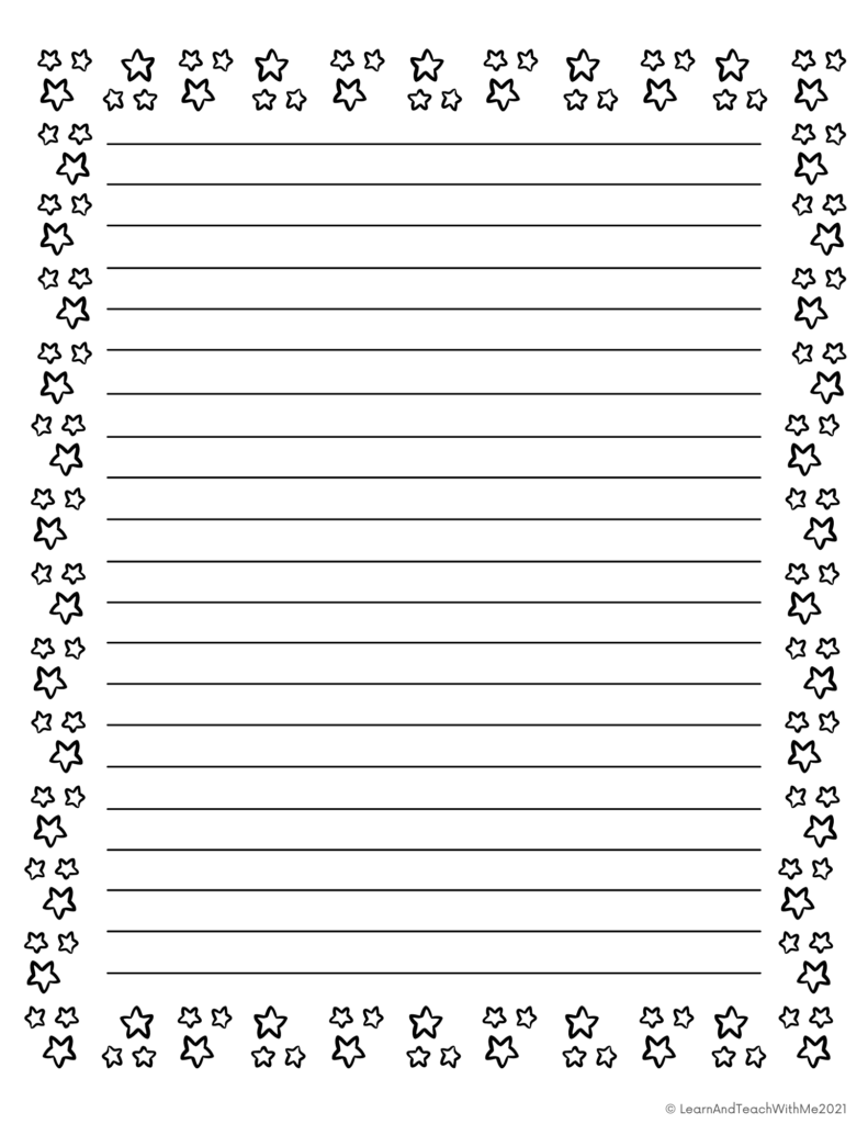 Star Borders Lined Writing Papers with Picture Boxes | Made By Teachers