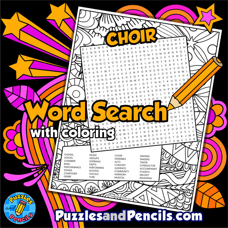 Choir Word Search Puzzle Activity Page With Coloring Wordsearch Choir Word Search Puzzle Activity Page With Coloring Wordsearch