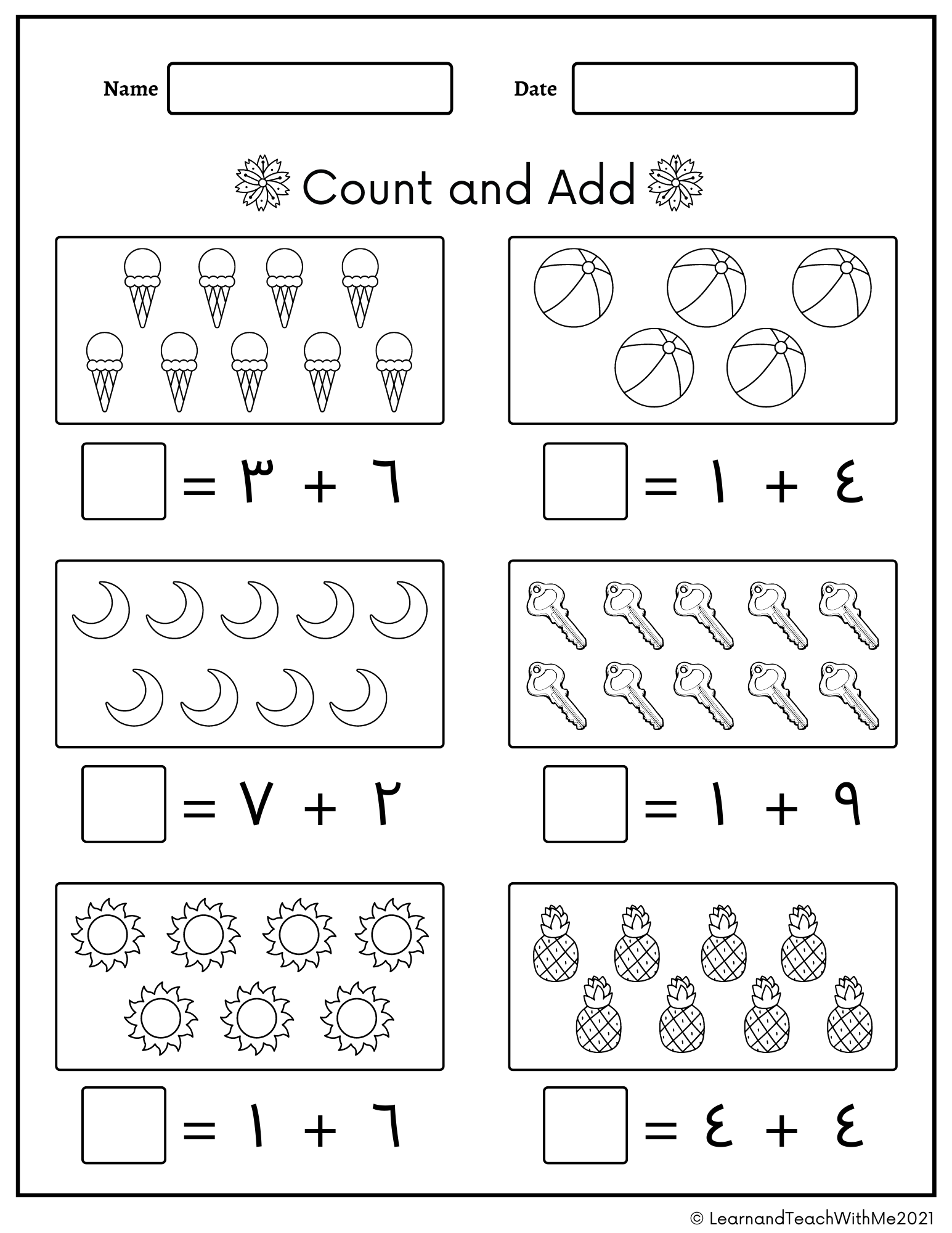 Arabic Addition Worksheets 1 To 10 Made By Teachers