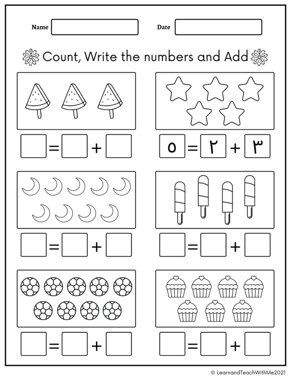 Arabic Addition Worksheets 1 to 10 | Made By Teachers