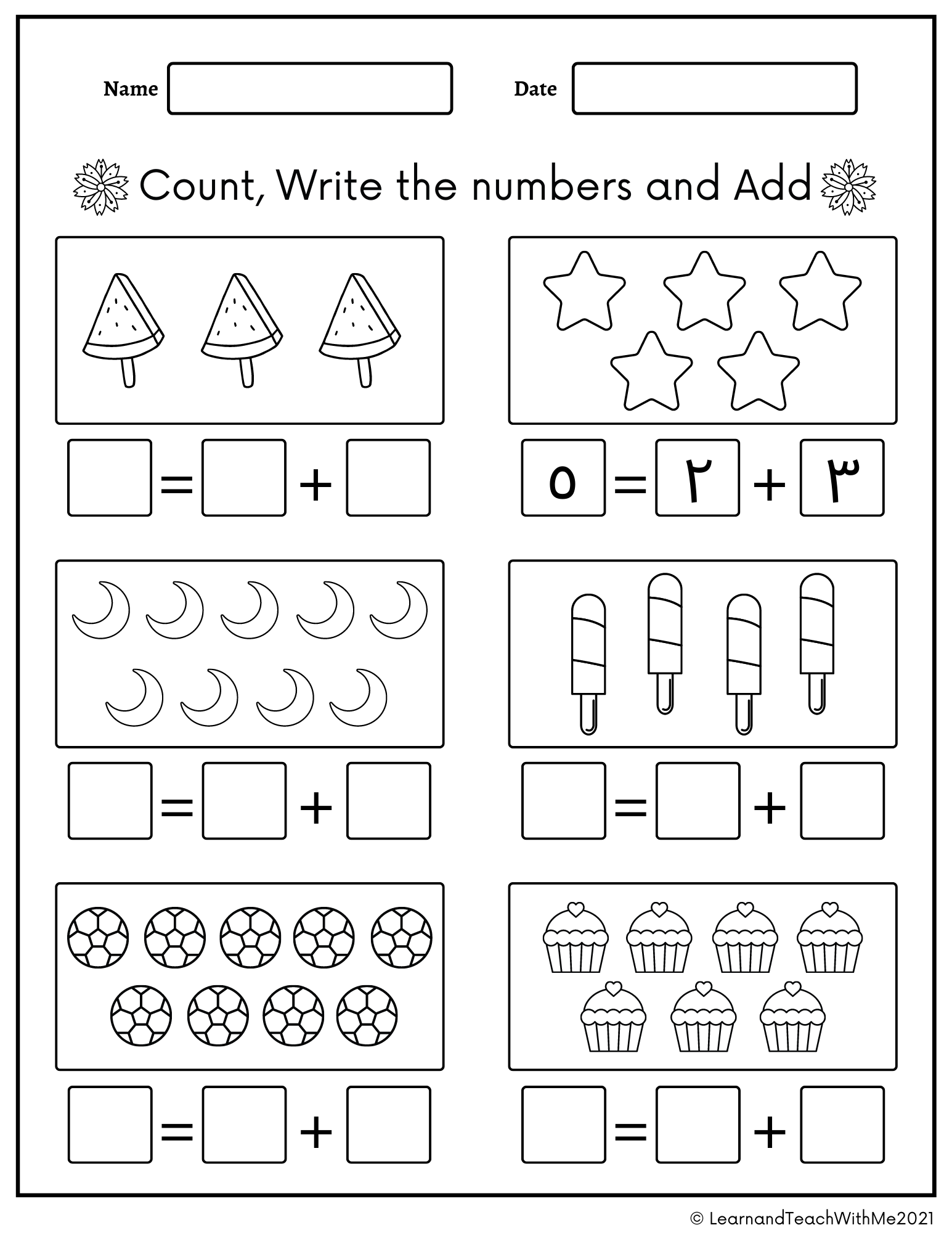 Arabic Addition Worksheets 1 to 10 | Made By Teachers