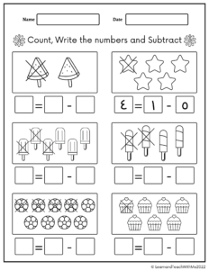 Arabic Subtraction Worksheets 1 to 10 - Made By Teachers
