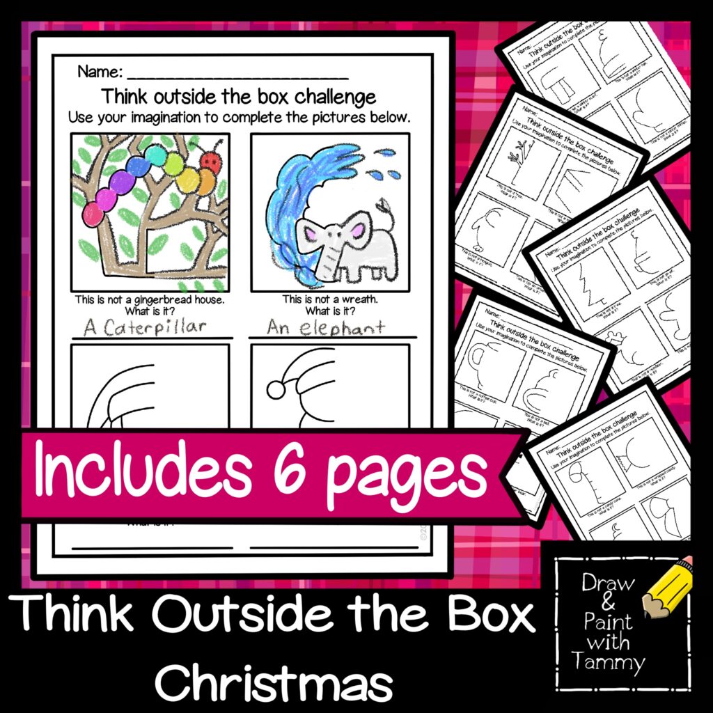 Outside the Box Drawing Challenge Christmas Theme Art Activity Art Sub ...