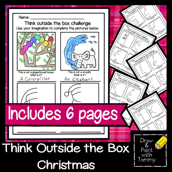 Outside the Box Drawing Challenge Christmas Theme Art Activity Art Sub ...