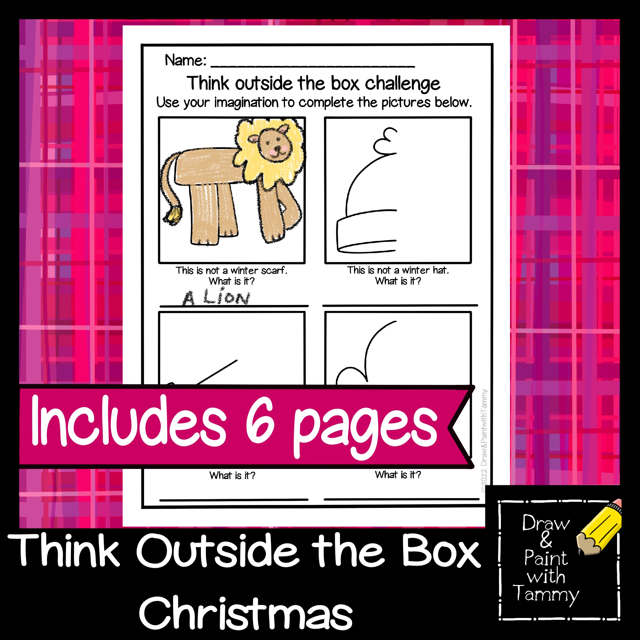 Outside the Box Drawing Challenge Christmas Theme Art Activity Art Sub ...