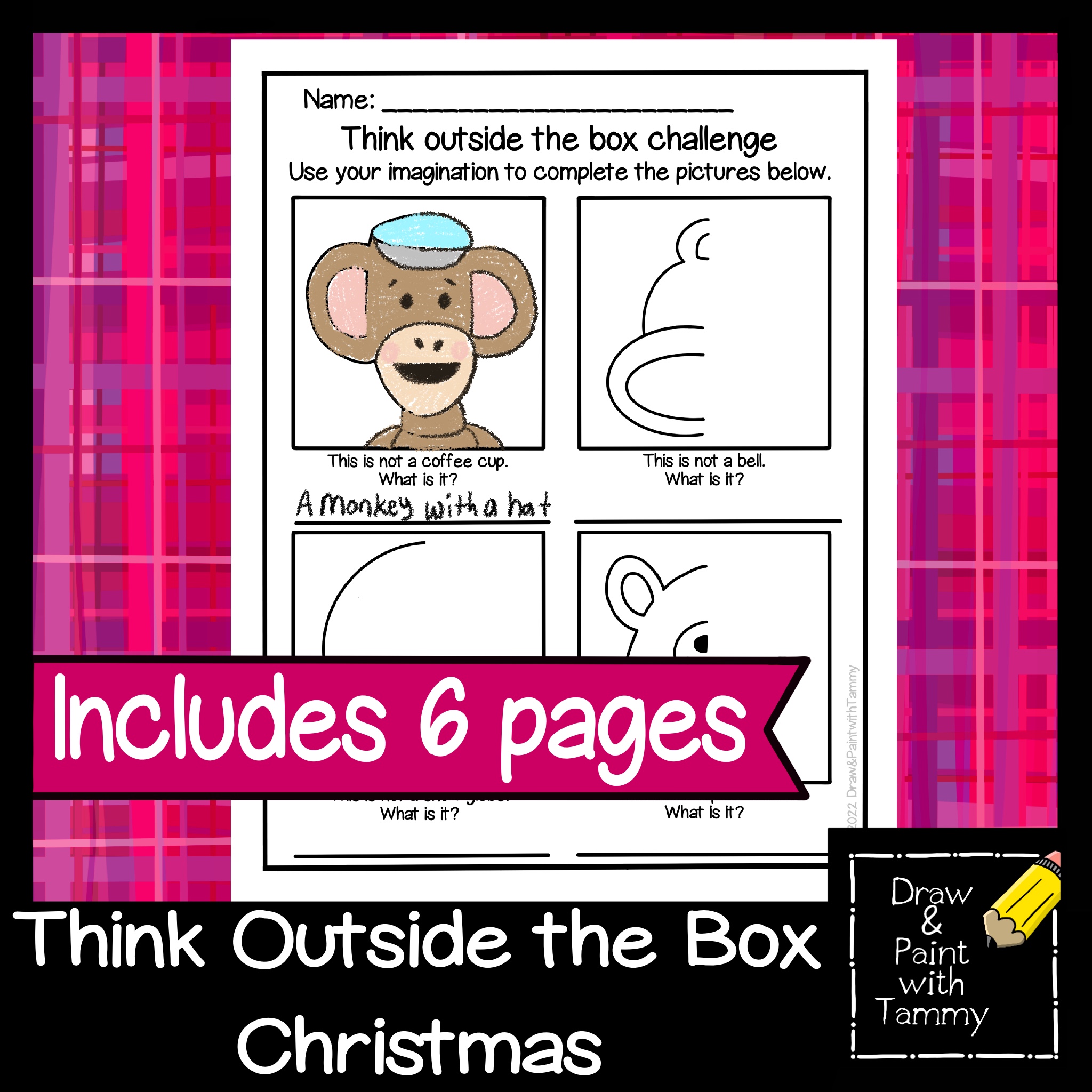 Outside the Box Drawing Challenge Christmas Theme Art Activity Art Sub ...