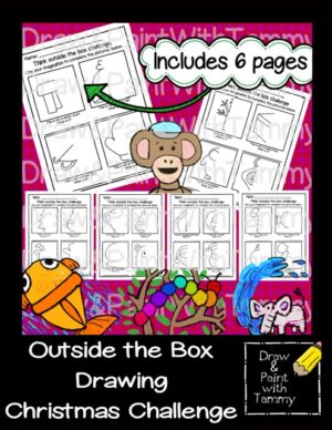 Outside the Box Drawing Challenge Christmas Theme Art Activity Art Sub ...