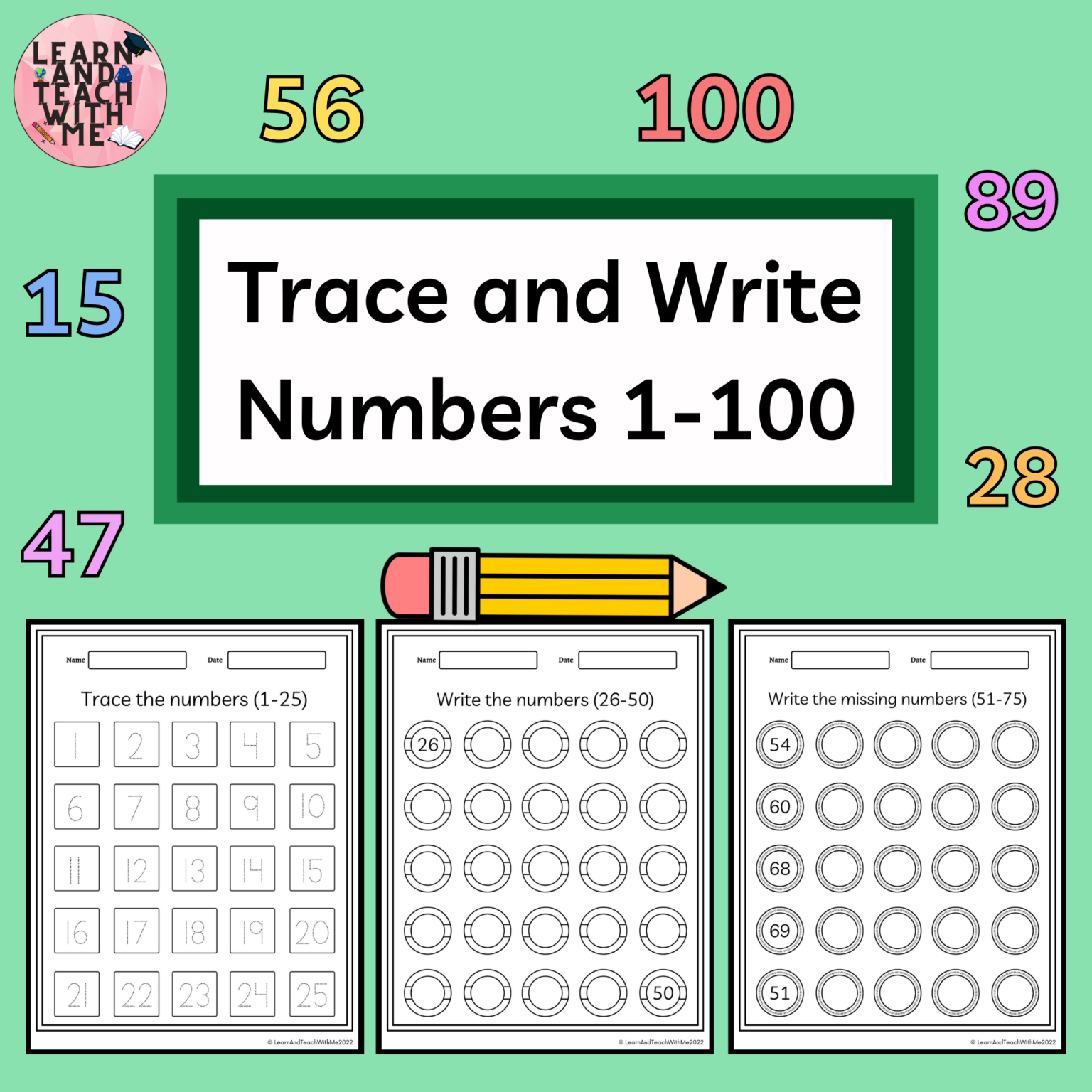 Numbers 1-100 Trace and Write Worksheets | Made By Teachers