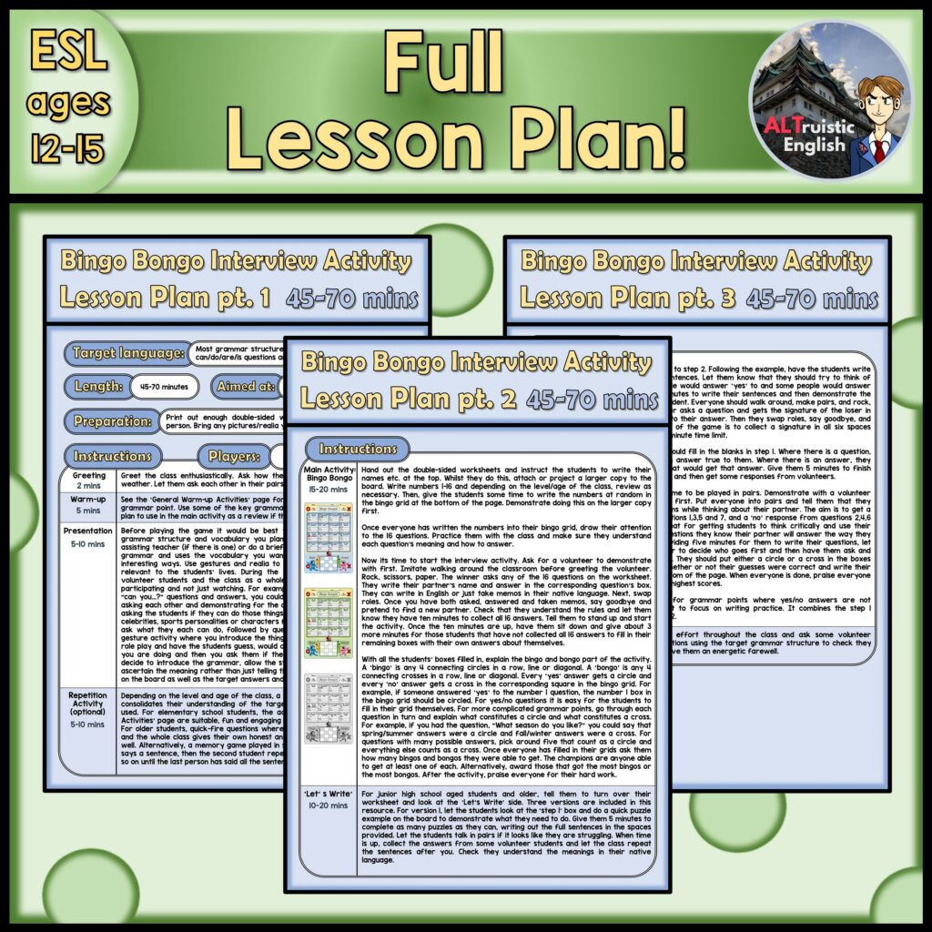 Editable Bingo English Grammar Review Game and Activity Worksheets ESL ...