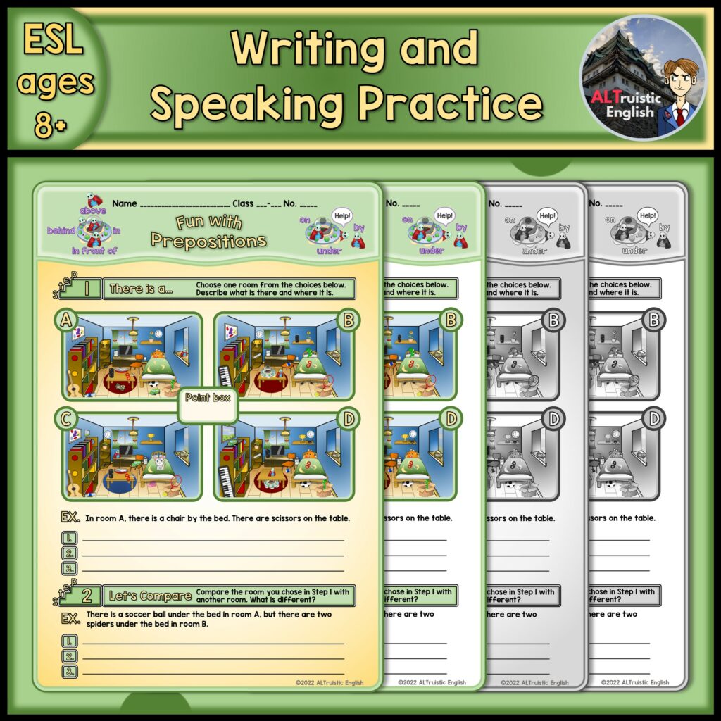 ESL Preposition Editable Writing Worksheets, Lesson Plan and PowerPoint ...