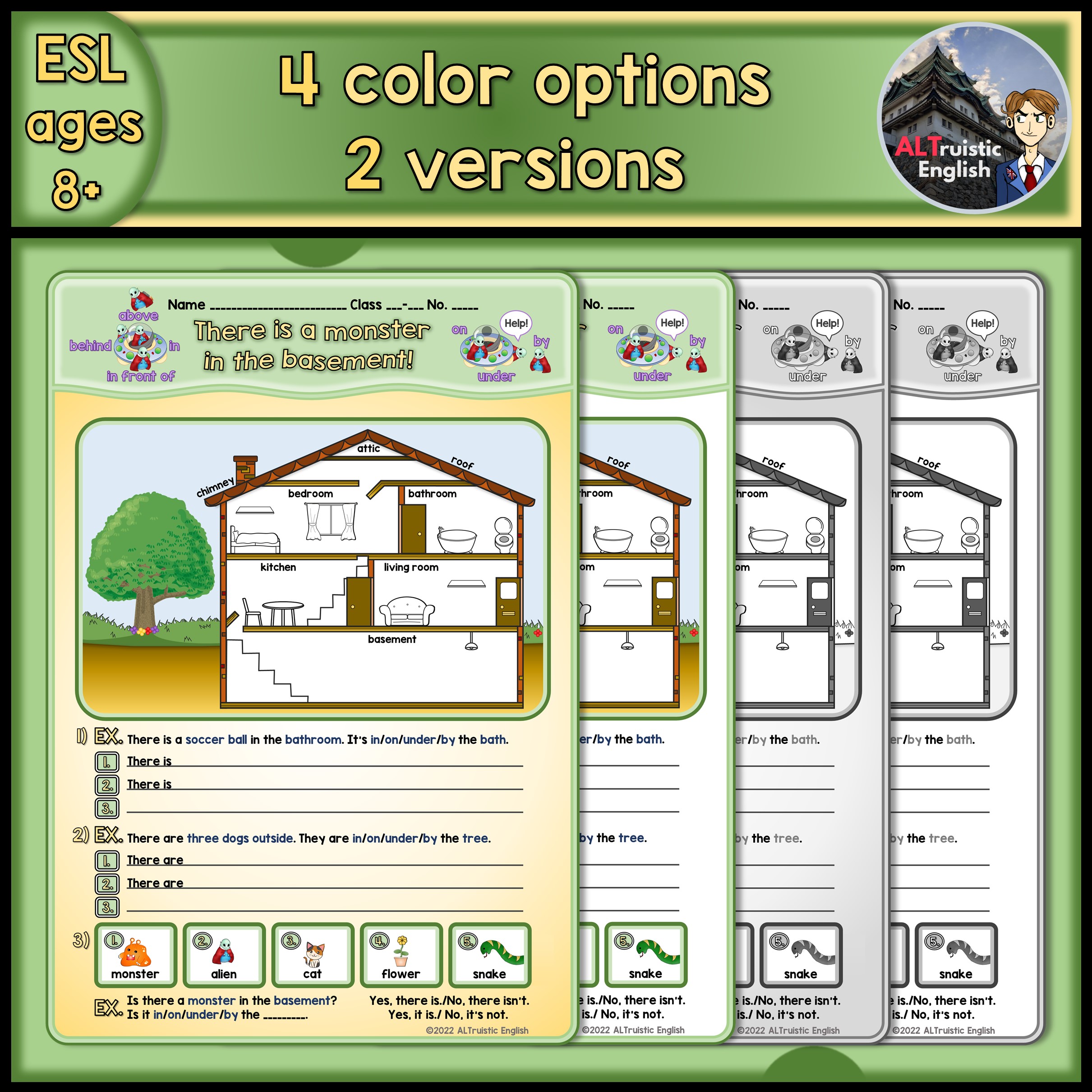 ESL Preposition Drawing Speaking Writing Activity Worksheet Lesson Plan ...