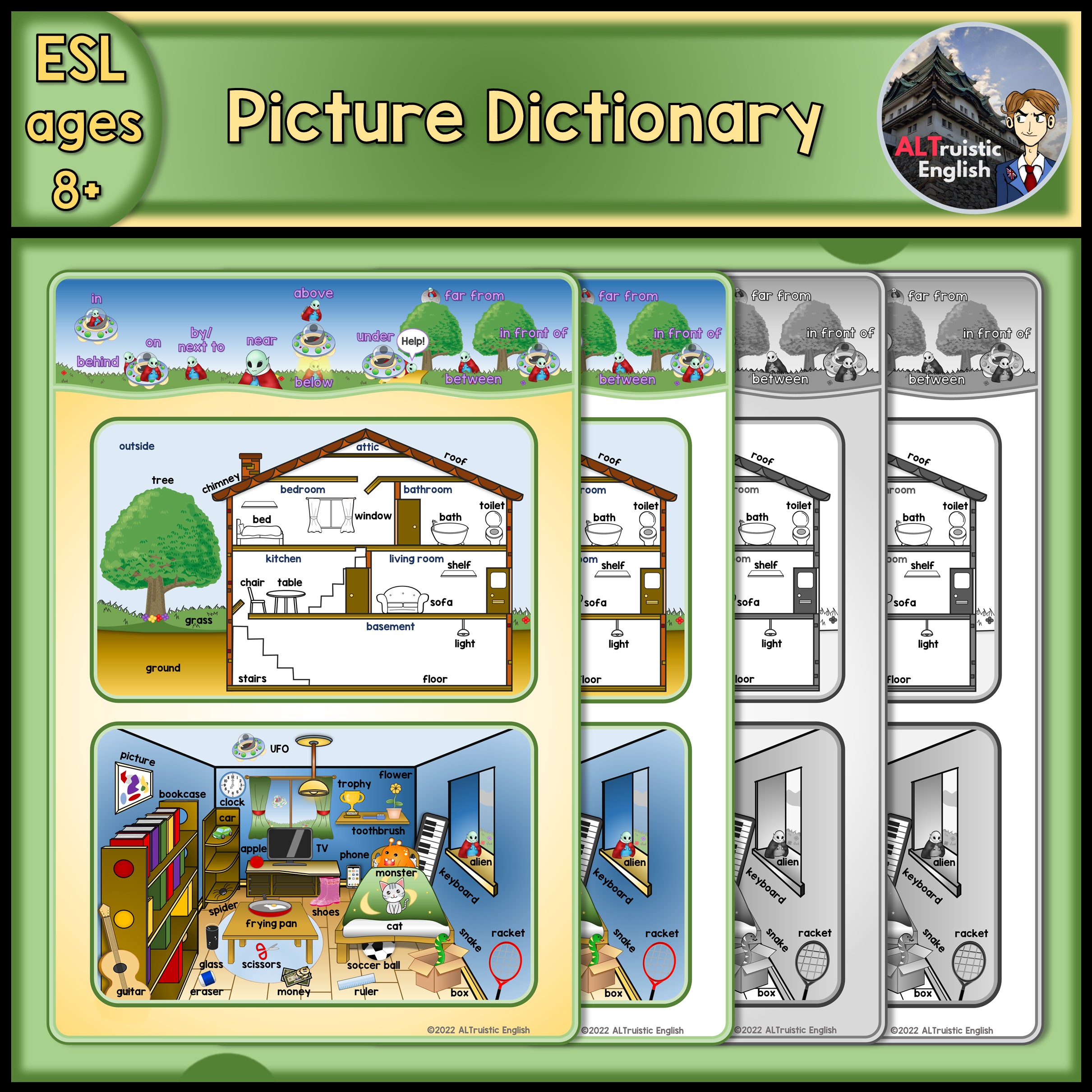 ESL Preposition Drawing Speaking Writing Activity Worksheet Lesson Plan ...