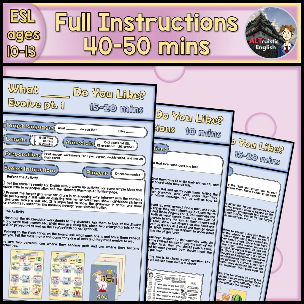 Evolve! What Do You Like? ESL English Speaking and Writing Activities ...
