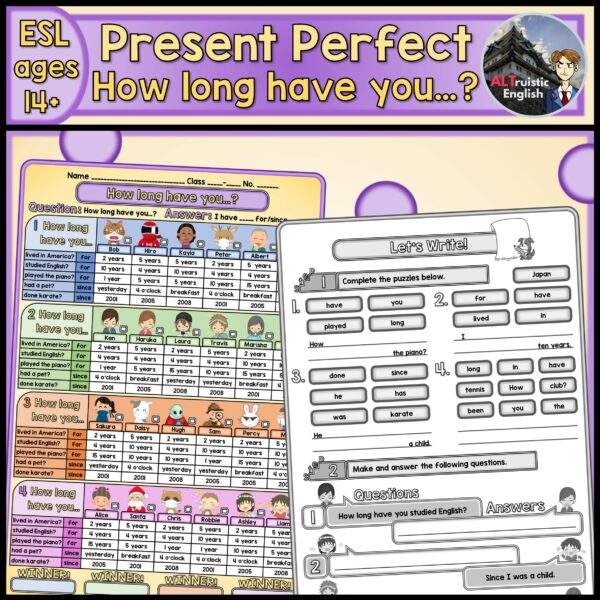 Present Perfect "How long have you...?" Speaking and Writing Activity ...