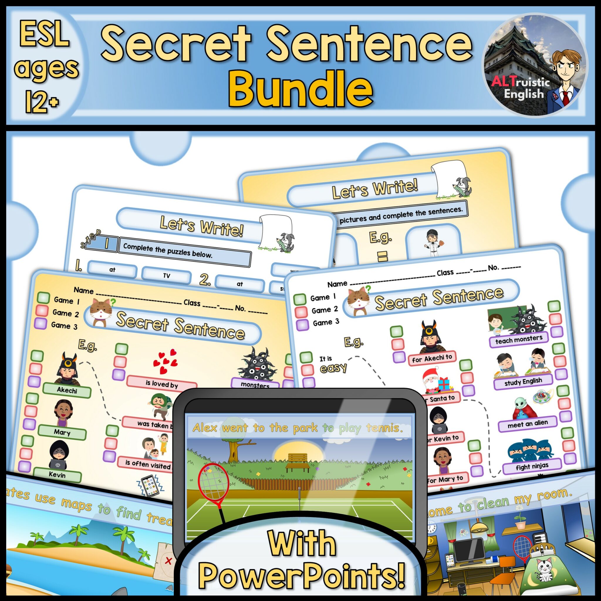 Secret Sentence Bundle! Speaking and Writing Activity Worksheets with ...