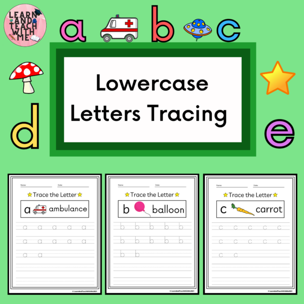 Alphabet Lowercase Letters Tracing and Writing Worksheets | Made By ...