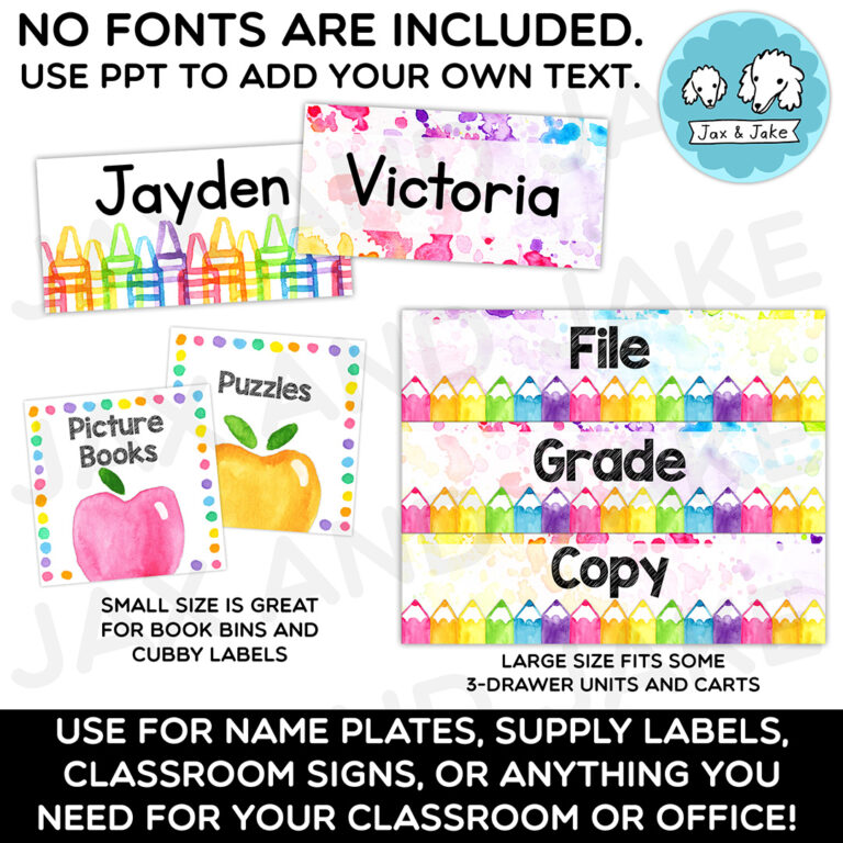Editable Rainbow Watercolor Classroom Labels, Name Tags, and Book Bin ...