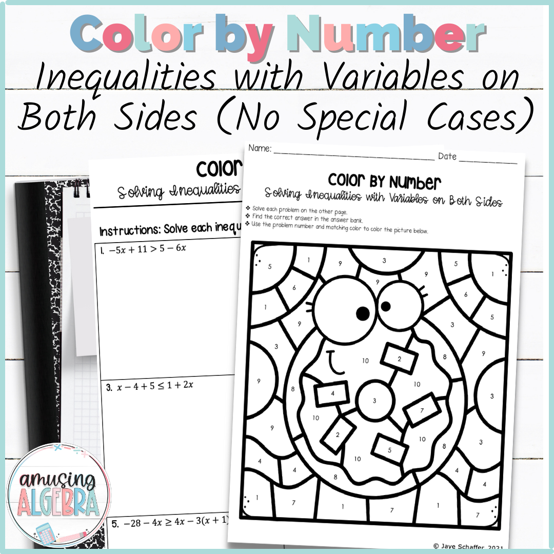 Solving Inequalities With Variables On Both Sides Coloring Activity 