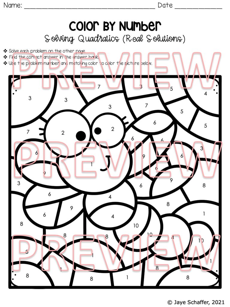 Solving Quadratic Equations Coloring Activity | Made By Teachers
