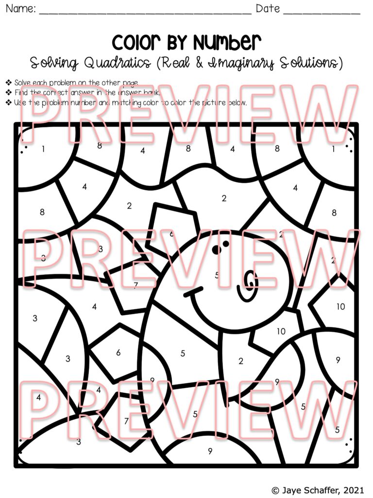 Solving Quadratic Equations Coloring Activity | Made By Teachers