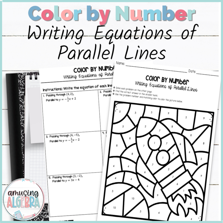 Writing Linear Equations of Parallel Lines Coloring Activity | Made By ...